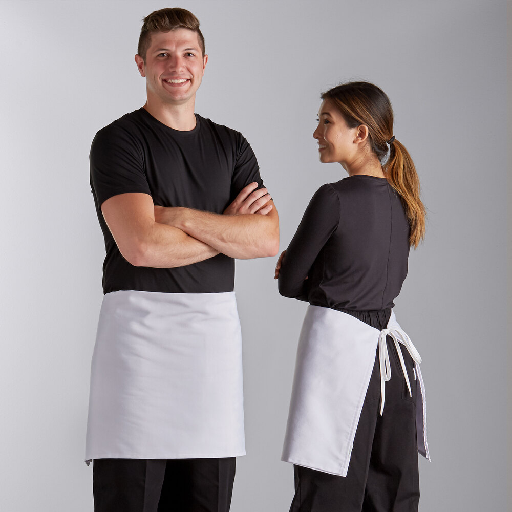Choice White Poly-Cotton 4-Way Waist Apron - 34"L x 36"W
