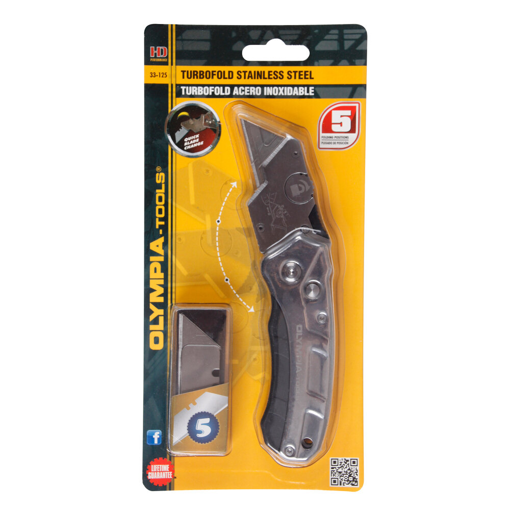 Olympia Tools 33-125 Turbofold X Utility Knife with 5 SK5 Blades ...