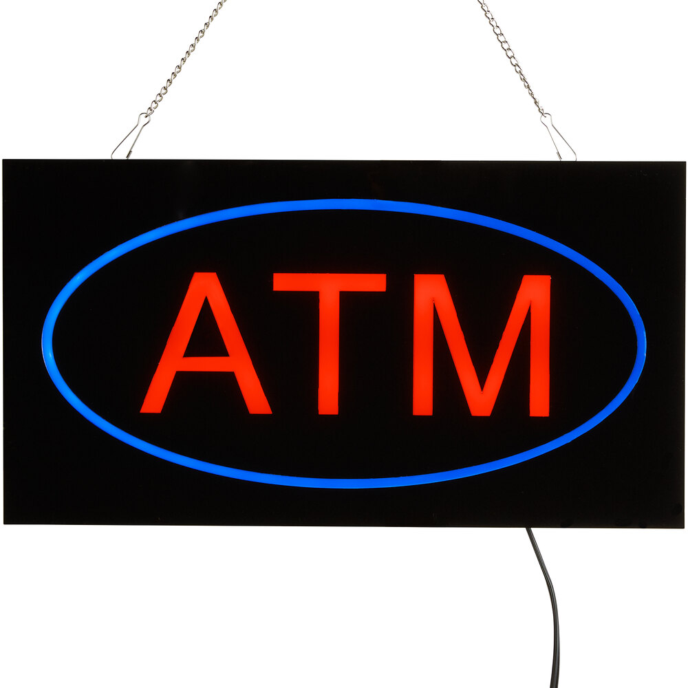 Choice 19" x 10" LED Solid Rectangular Blue and Red ATM Sign with Two ...