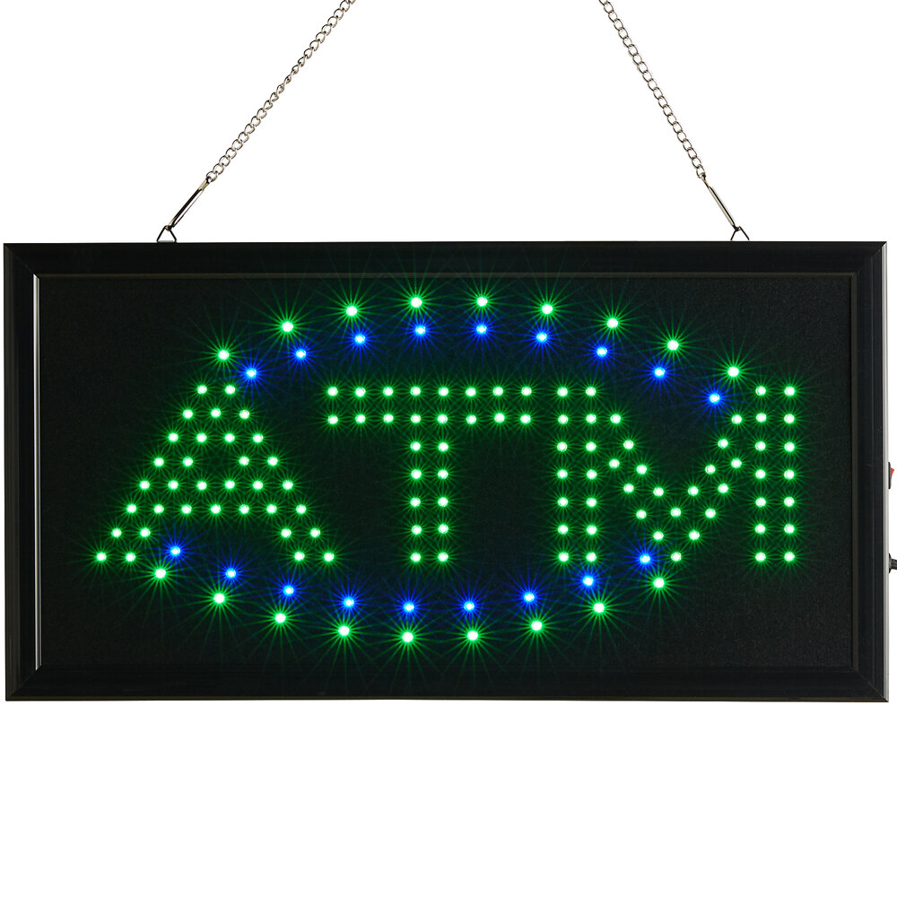 Choice 19" x 10" LED Rectangular Blue and Green ATM Sign with Two ...