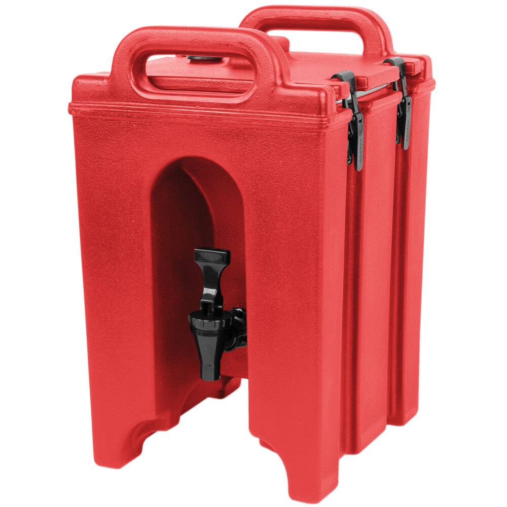 Cambro 100LCD158 Camtainer® 1.5 Gallon Hot Red Insulated Beverage Dispenser