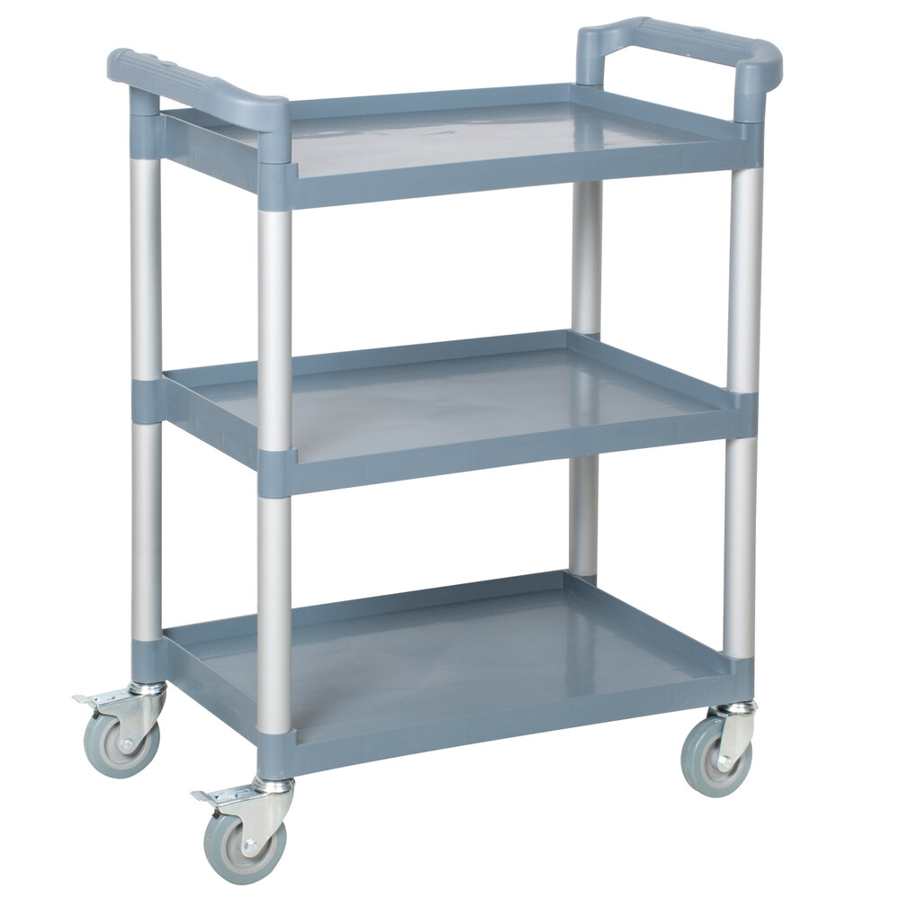 Choice Gray Utility / Bussing Cart with Three Shelves - 32" x 16"