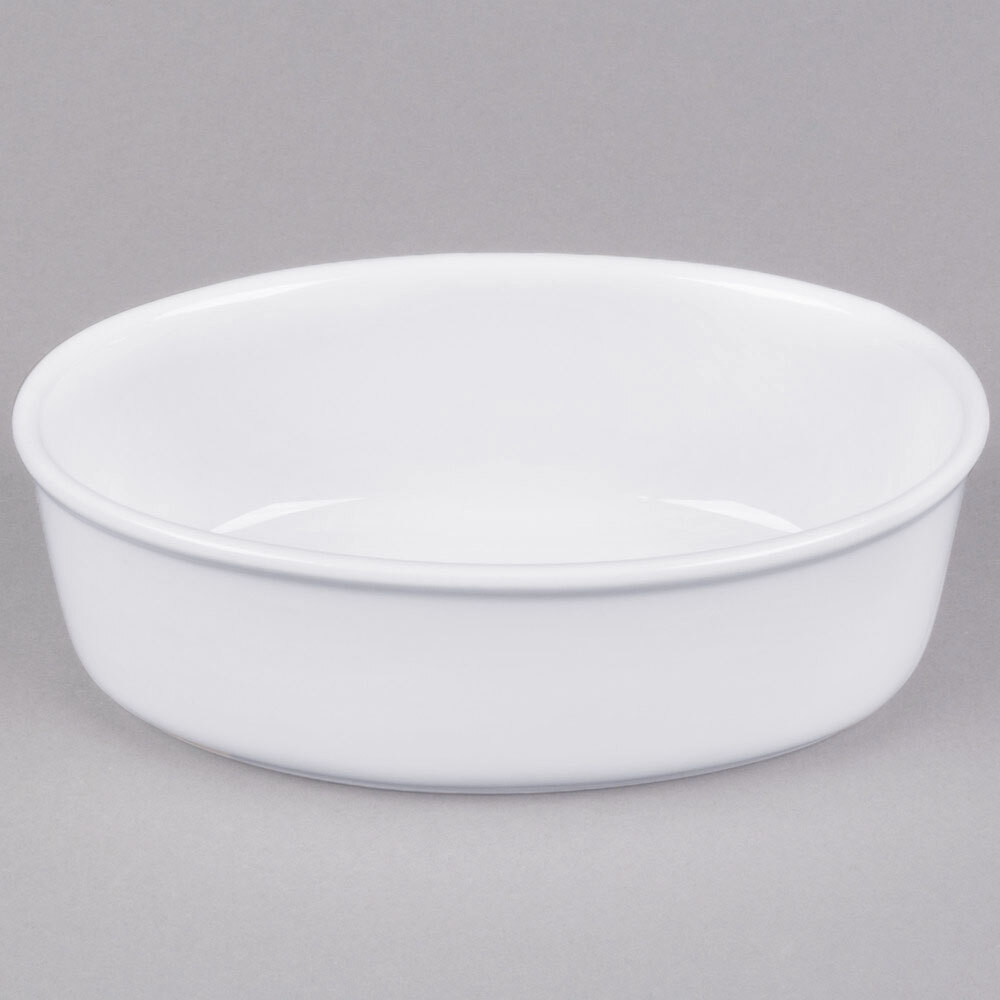 CAC ODP-4 22 oz. White Oval Deep Dish Porcelain Serving Platter - 24/Case