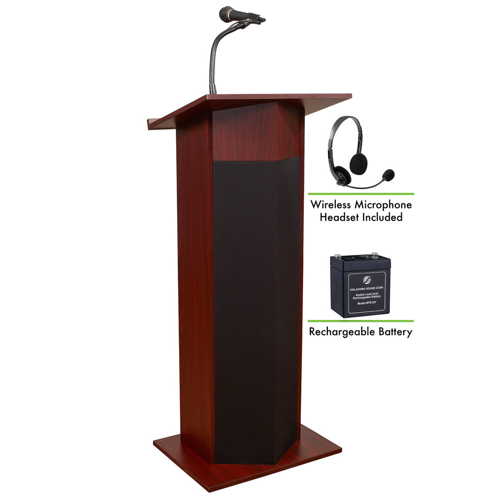 Oklahoma Sound M111PLS-MY/LWM-7 Mahogany Power Plus Lectern with Sound ...
