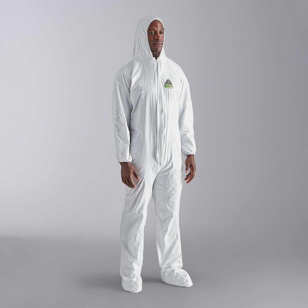 Disposable Coveralls with Hood - 2XL, White