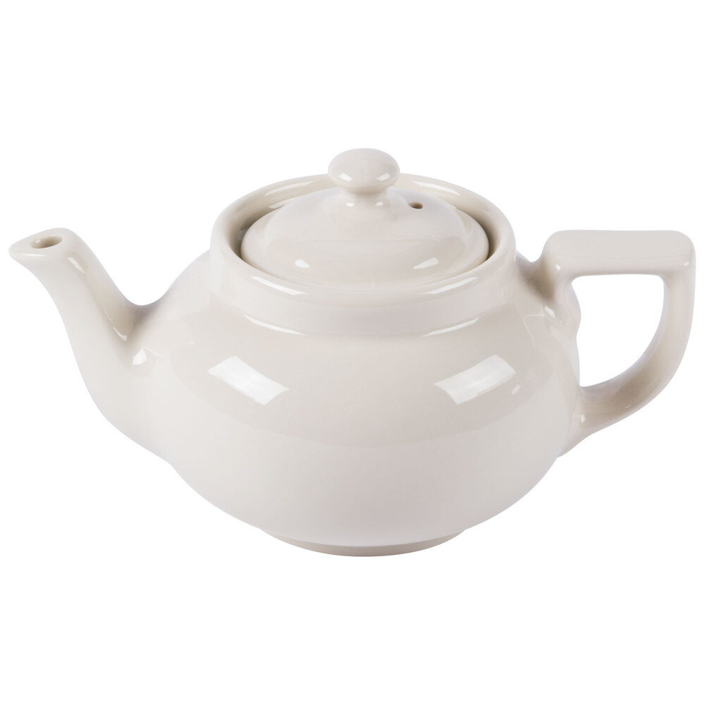 Hall China 220AWHA Ivory (American White) 16 oz. Boston Teapot - 12/Case