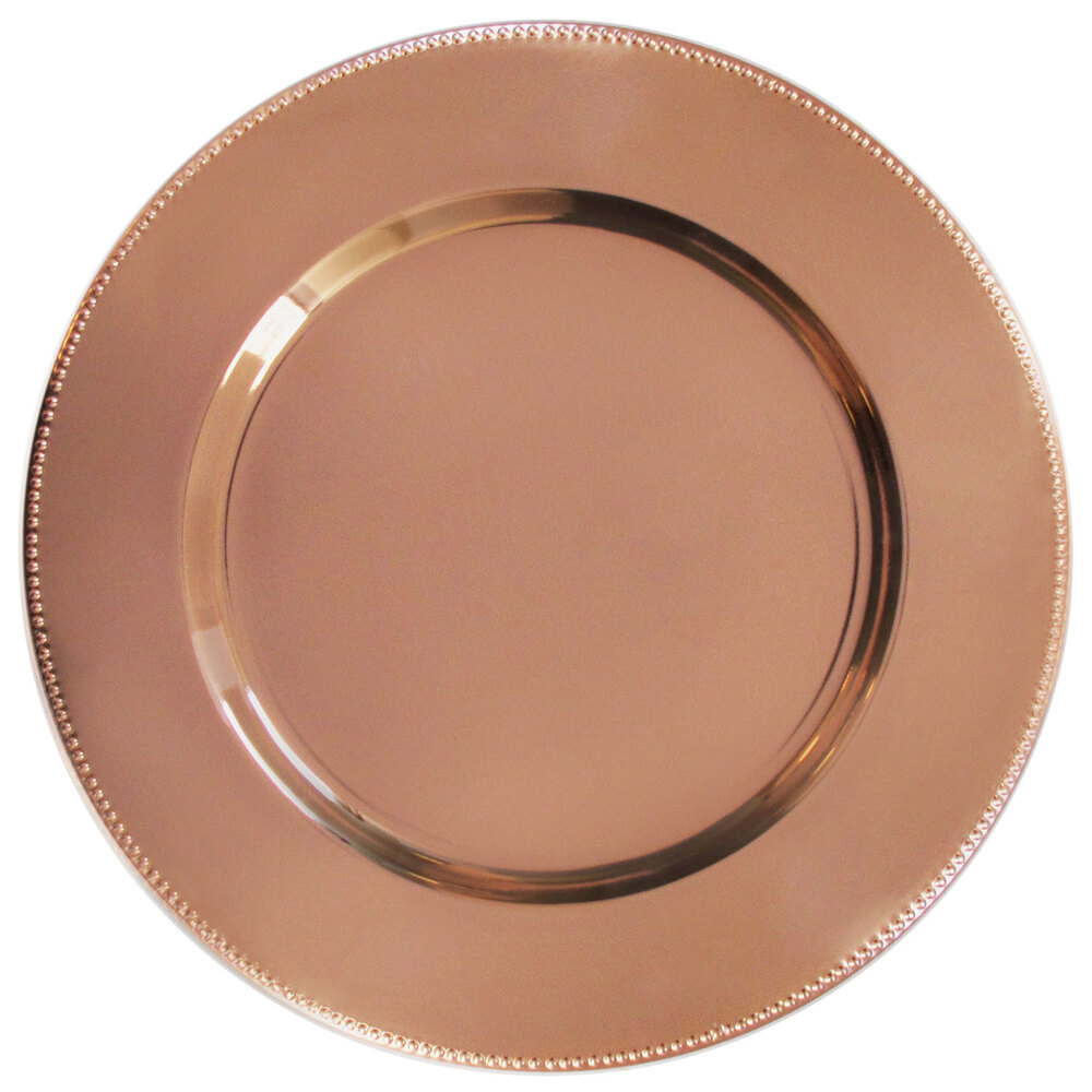 Charge It by Jay 13" Round Copper with Beaded Rim Metal Charger Plate ...