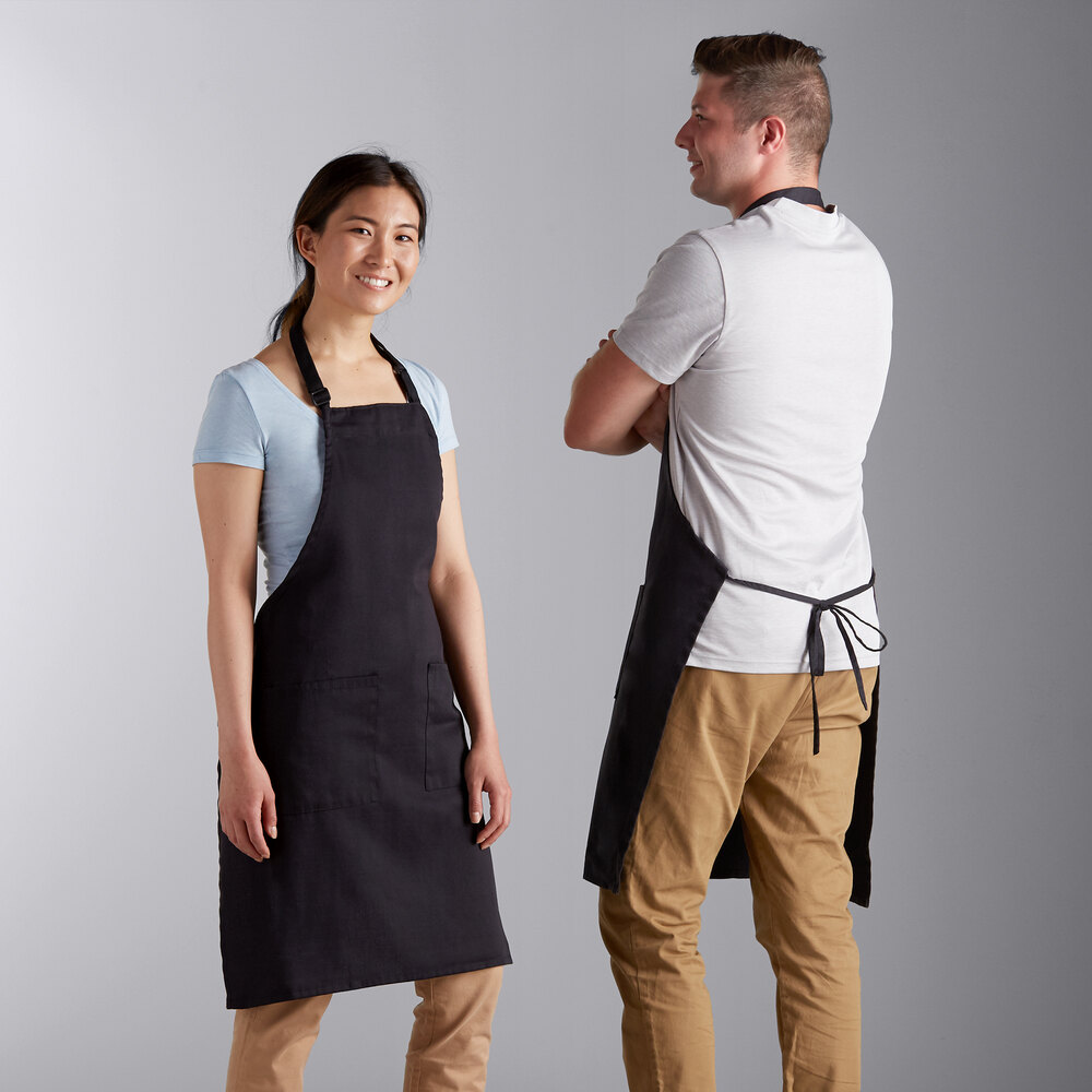 Choice Black Customizable Poly-Cotton Adjustable Bib Apron with 2 ...