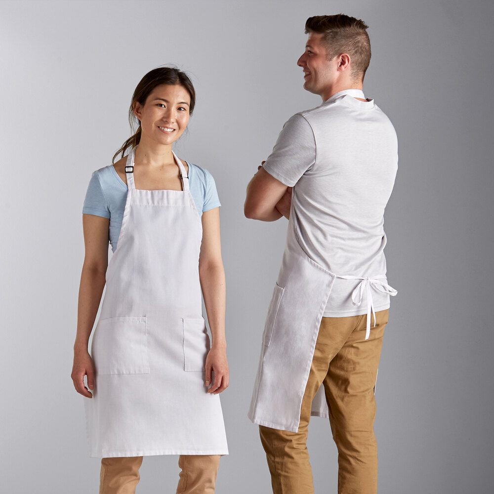 Choice White Customizable Poly-Cotton Adjustable Bib Apron with 2 ...
