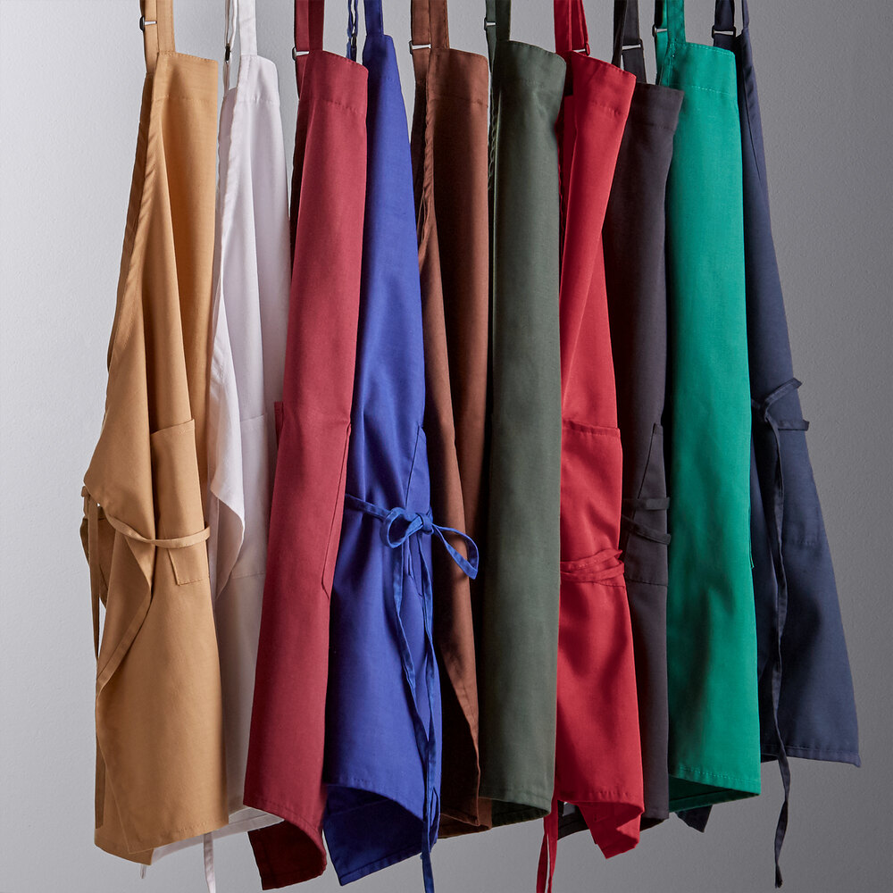 Bib Apron with Pockets, Red - WebstaurantStore