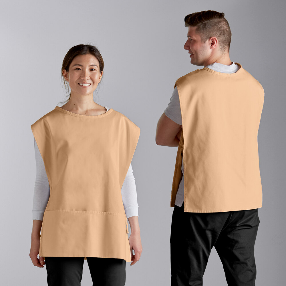 Choice Khaki Poly-Cotton Cobbler Apron with 2 Pockets - 29" x 20"