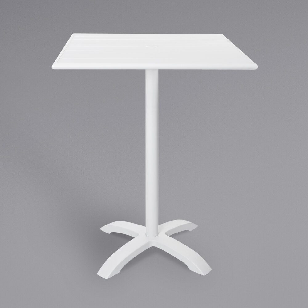 BFM Seating Beachcomber-Bali 36" Square White Powder Coated Aluminum ...