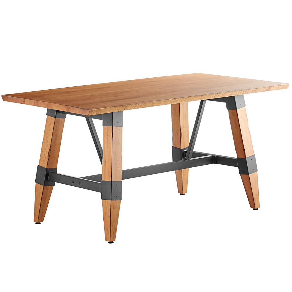 Lancaster Table & Seating Industrial 30" x 60" Solid Wood Live Edge ...