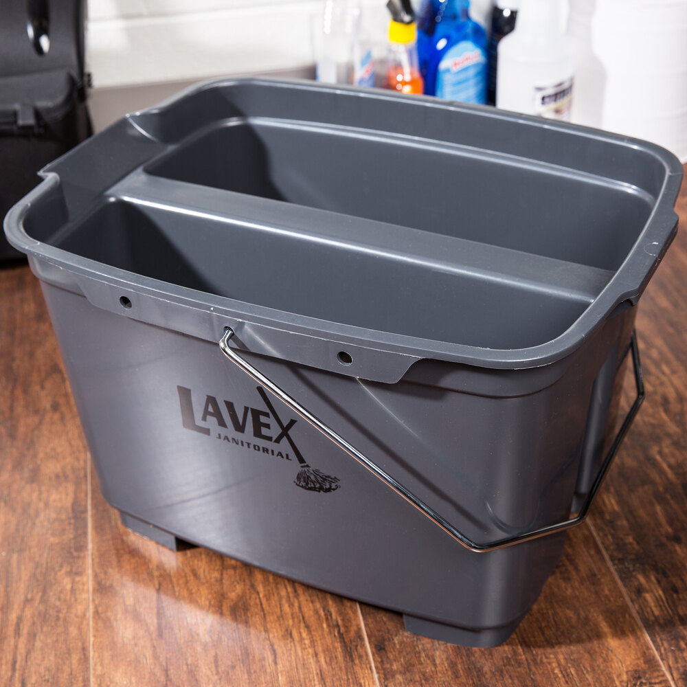 Lavex Janitorial 19.5 Qt. Gray Divided Plastic Bucket