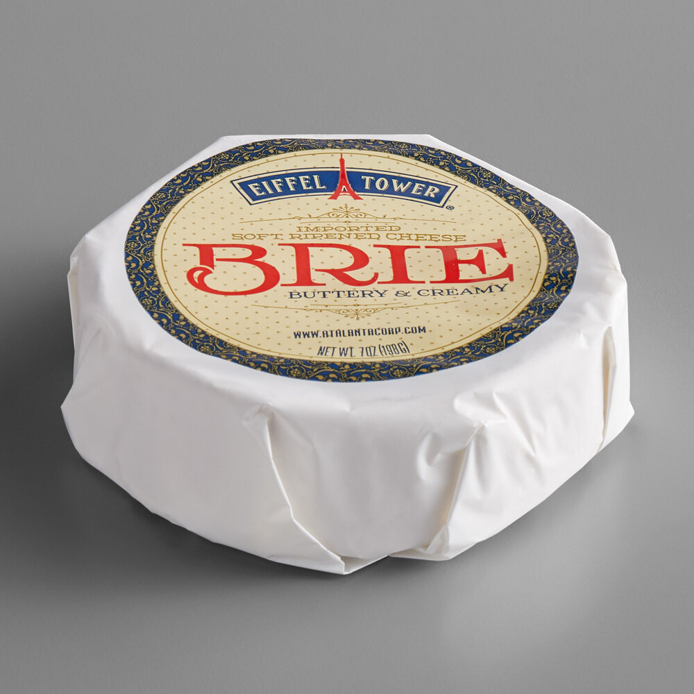 Eiffel Tower Imported Soft Ripened Brie Cheese Mini 7 oz. Wheel - 12/Case