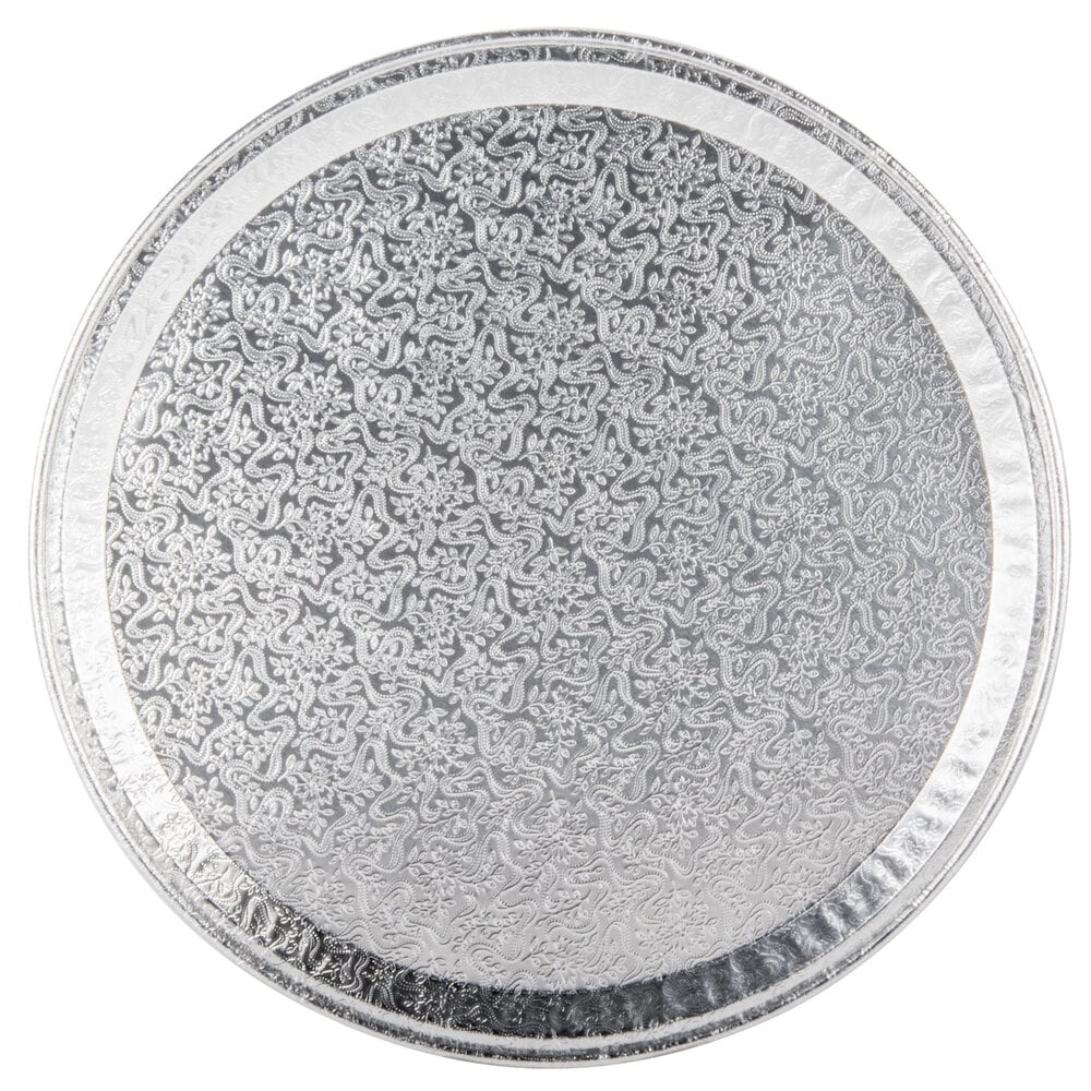 Durable Packaging 12" Round Foil Catering Tray - 5/Pack