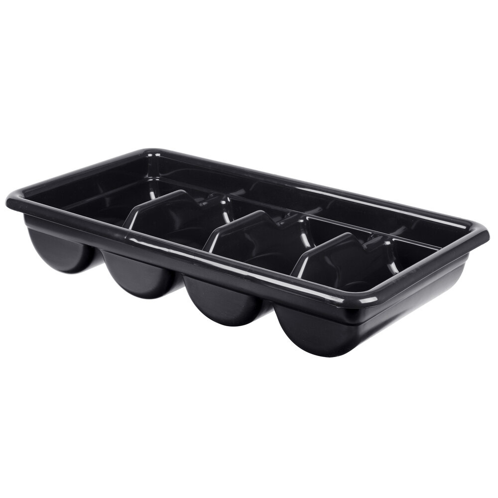 Cambro 1120CBPL110 Poly Cambox Black 4-Compartment Polyethylene Cutlery Box