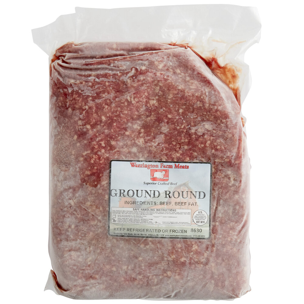 Warrington Farm Meats 90% Lean / 10% Fat Frozen Ground Round Beef 5 lb ...
