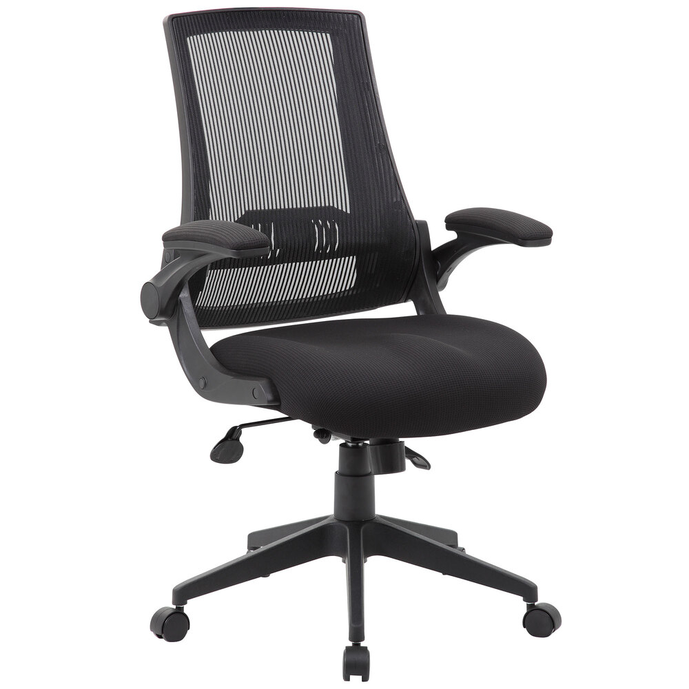 Boss B6776-BK Black Mesh Flip Arm Task Chair