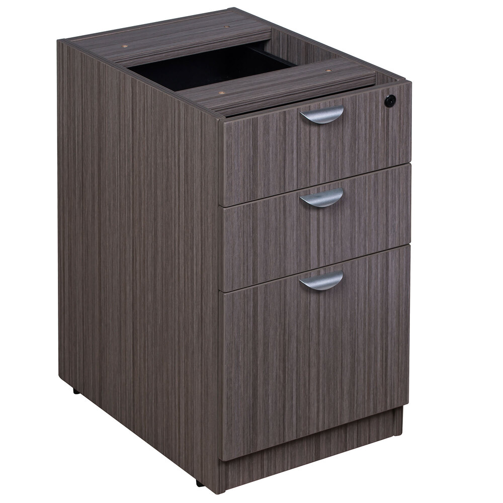 Boss N166-DW Driftwood Laminate Deluxe Pedestal Letter File Cabinet ...