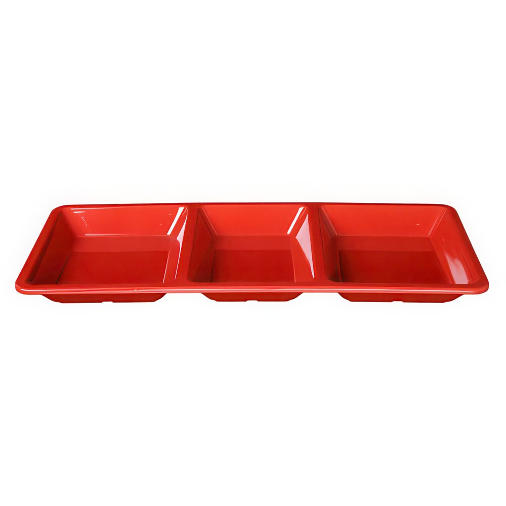 Thunder Group PS5103RD Passion Red Melamine Rectangular 3 Section ...