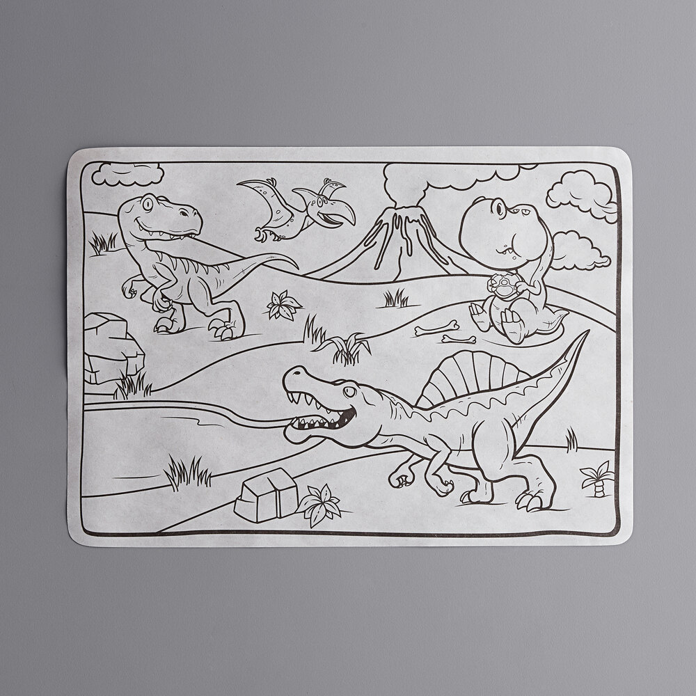 Choice 10" x 14" Kids Dinosaur Double Sided Interactive Placemat ...