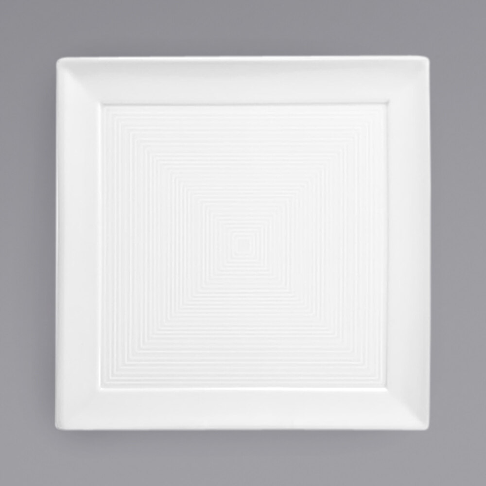Front of the House Spiral 7 1/2" White Porcelain Square Plate - 12/Case