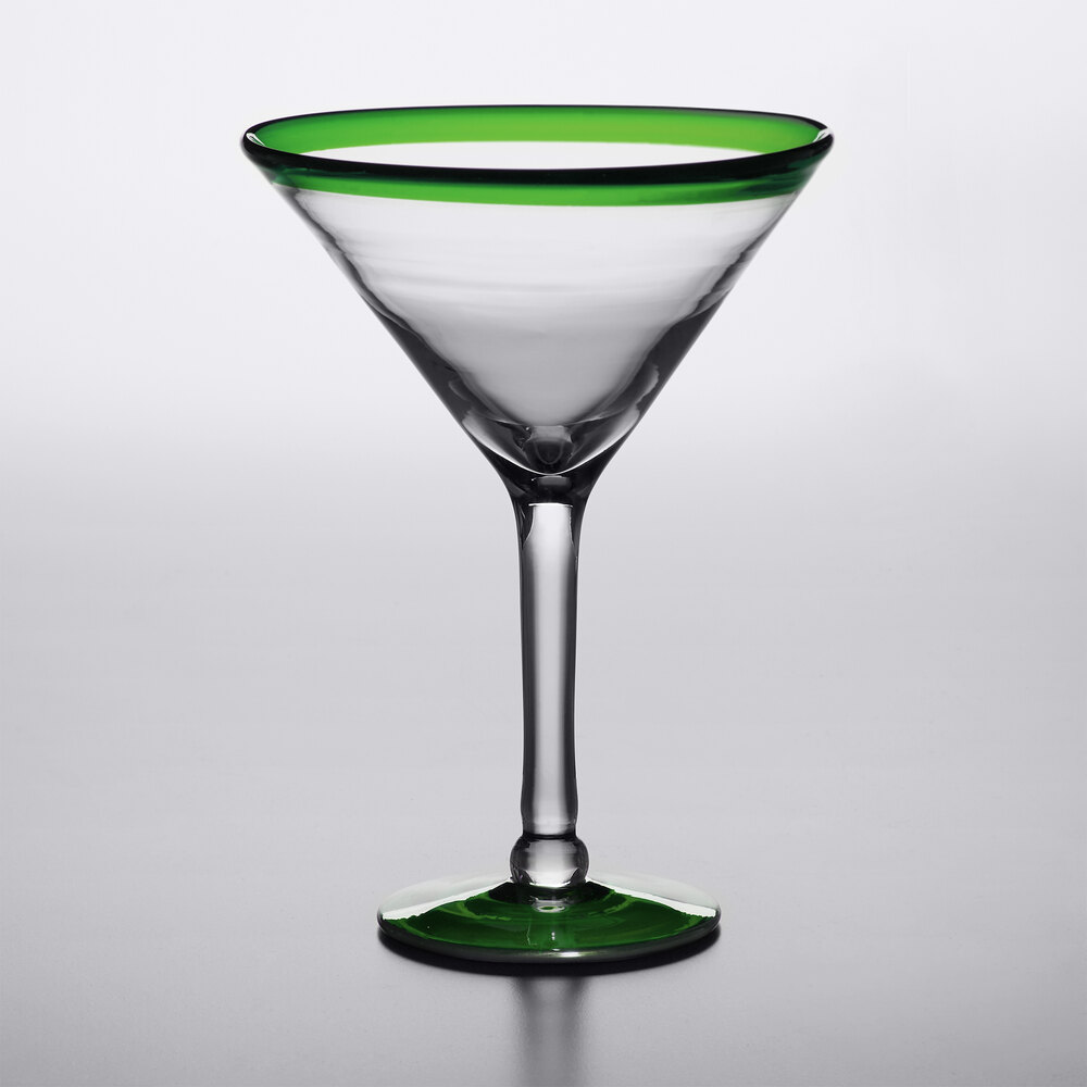Sample - Acopa Tropic 15 oz. Martini Glass with Green Rim and Base