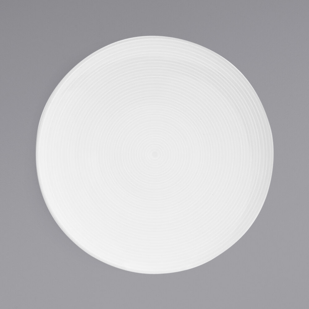 Front of the House Spiral 11" White Round Porcelain Plate - 6/Case