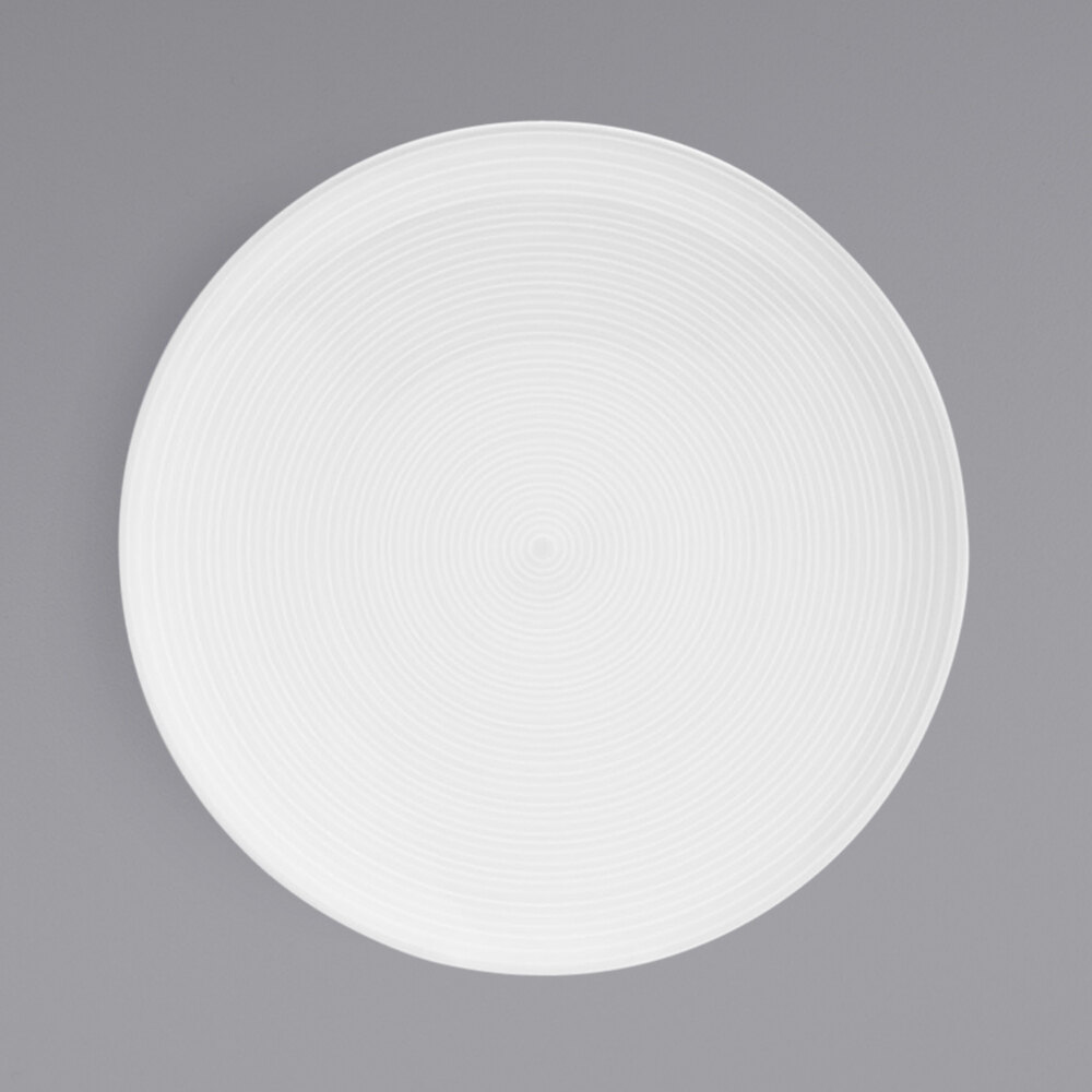 Front of the House Spiral 12" White Round Porcelain Plate - 6/Case