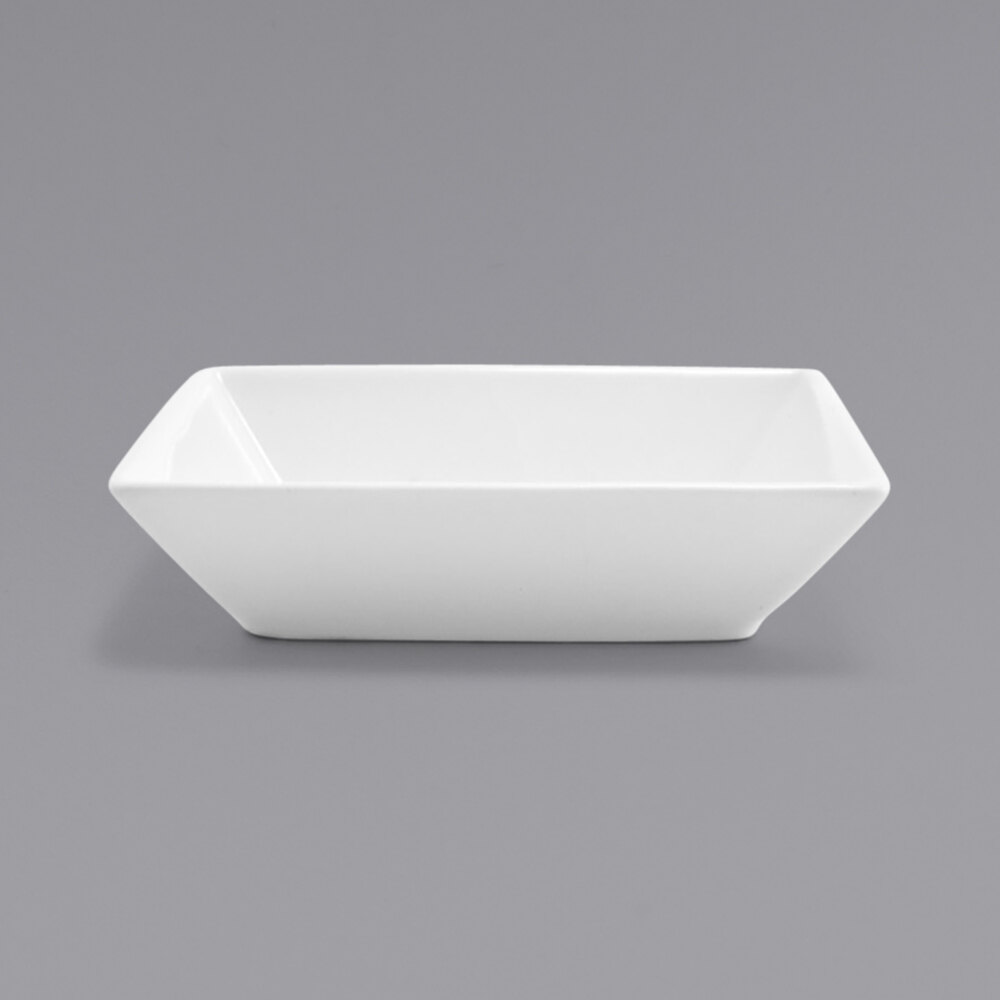 Front of the House Spiral 10 oz. White Square Porcelain Bowl - 12/Case