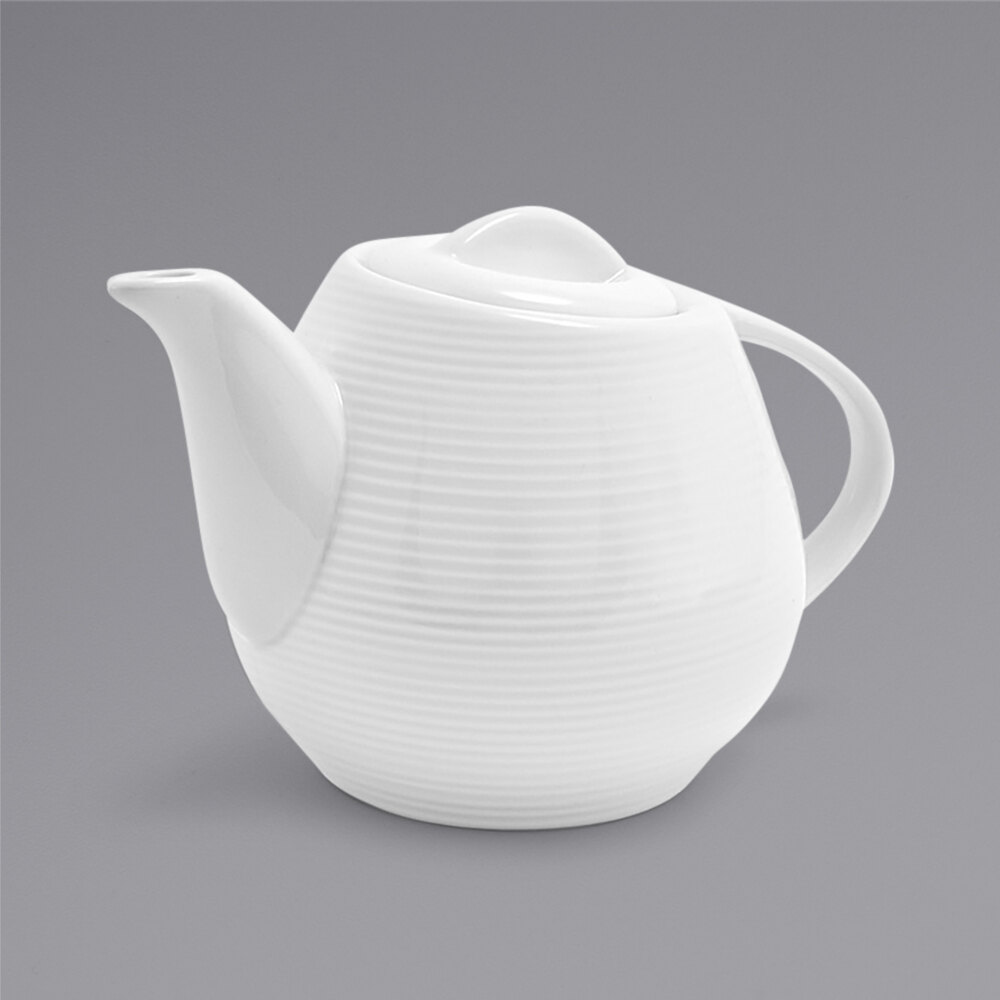 Front of the House Spiral 15 oz. Porcelain Teapot with Lid - 6/Case