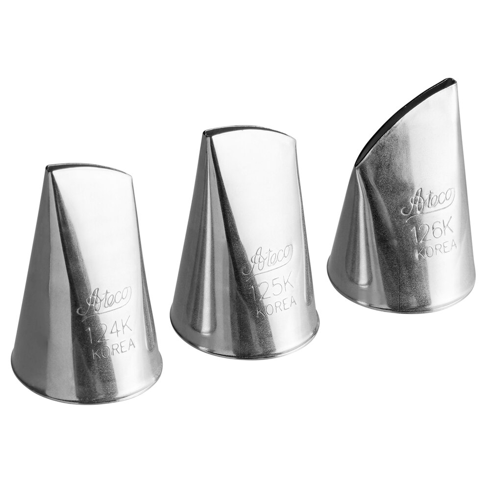 Ateco 385 3-Piece Stainless Steel Korean Flower Piping Tip Decorating Set