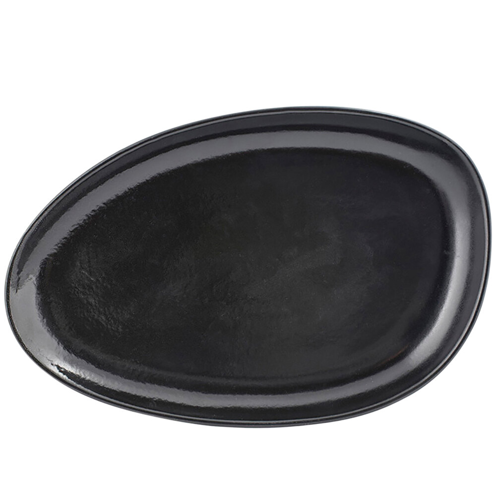 Front of the House Kiln 14" x 9" Pepper Porcelain Oval Plate - 2/Pack