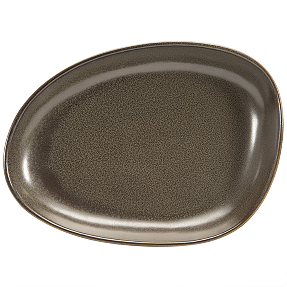Front of the House Kiln 8" x 6" Mocha Porcelain Oval Plate - 12/Case