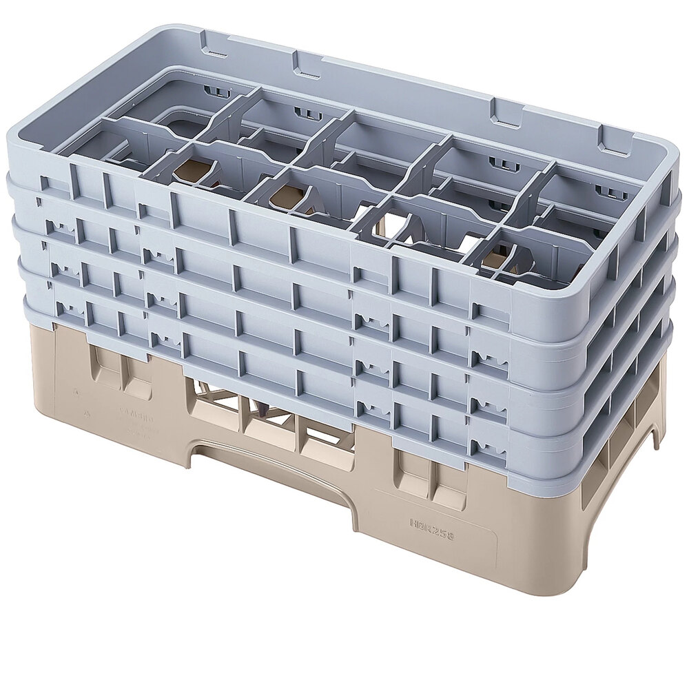Cambro 10HS800184 Beige Camrack Customizable 10 Compartment 8 1/2" Half ...