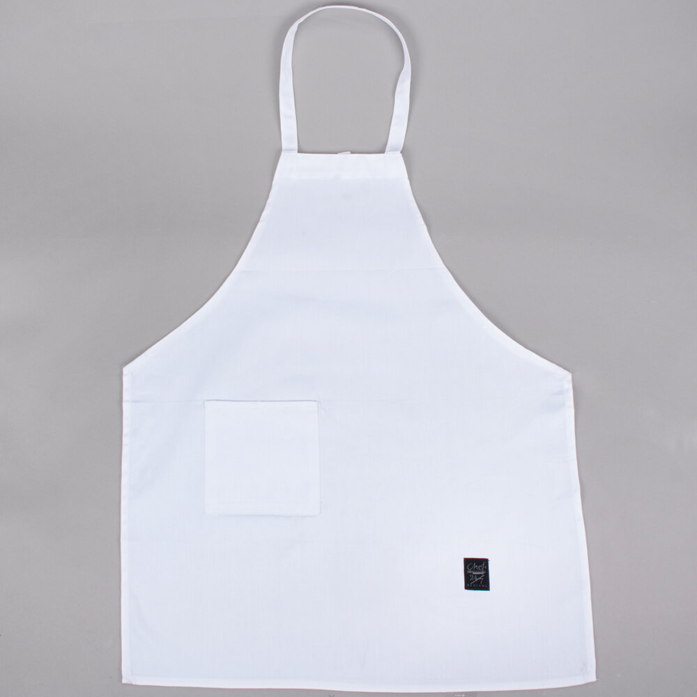 Chef Revival 601BAC-WH Customizable Full-Length White Bib Apron - 34"L ...