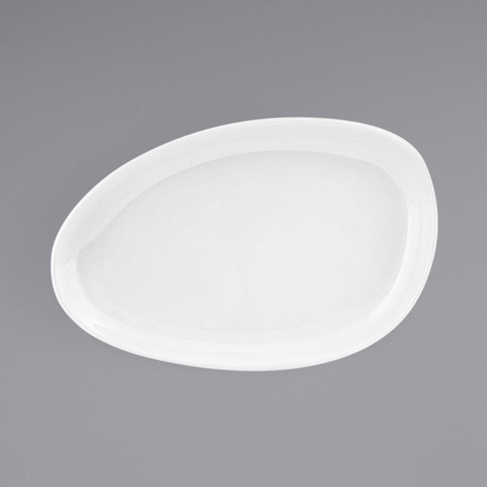 Front of the House Kiln 14" x 9" Superwhite Porcelain Oval Plate - 2/Pack