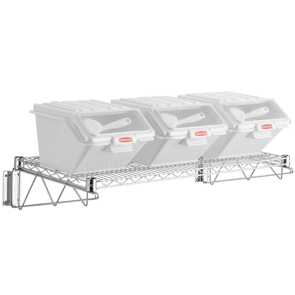 Rubbermaid® 18" x 36" Wall Mounted Ingredient Bin Shelving Kit with 3 ...