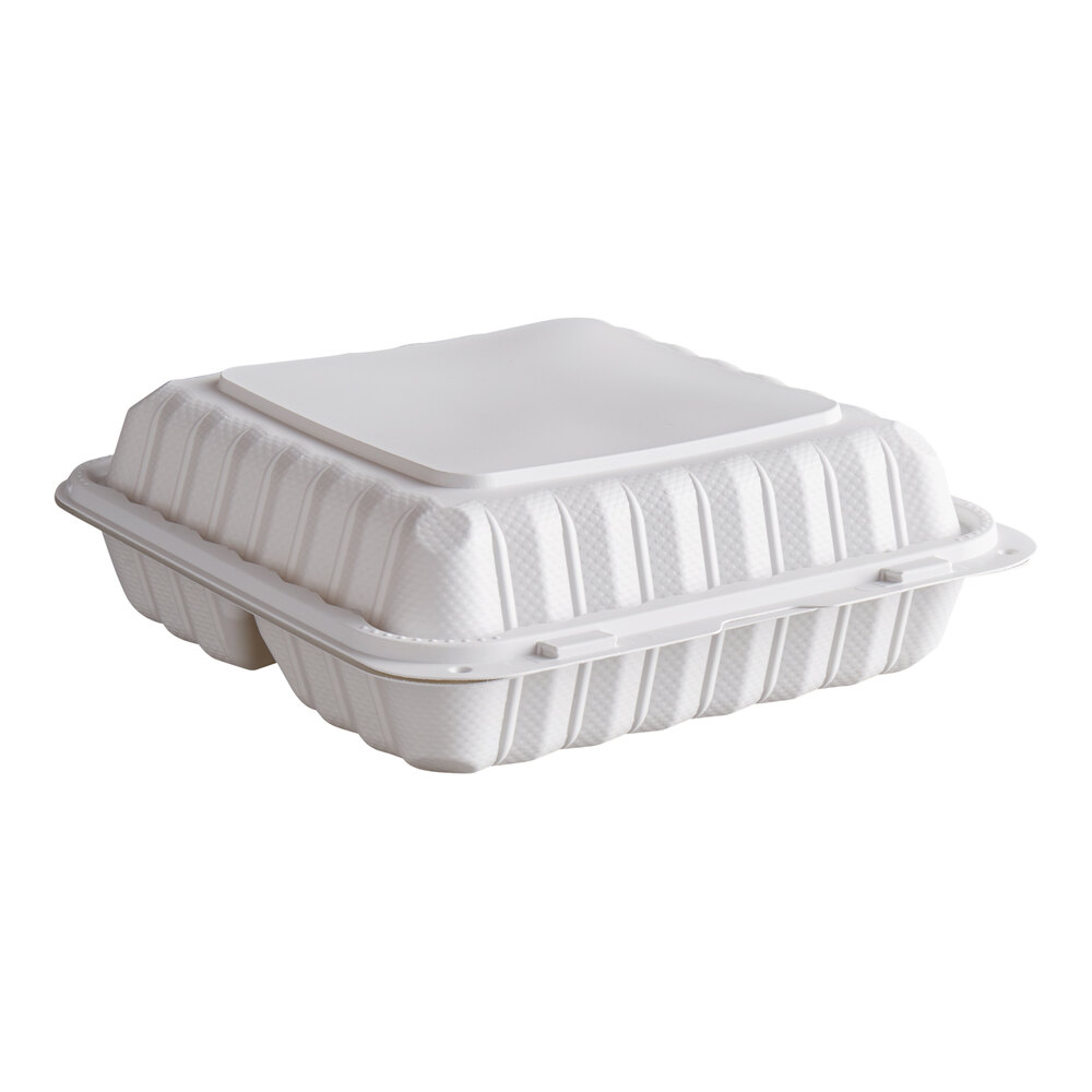 Plastic Hinged 3-Compartment Take-Out Container (150/Case)