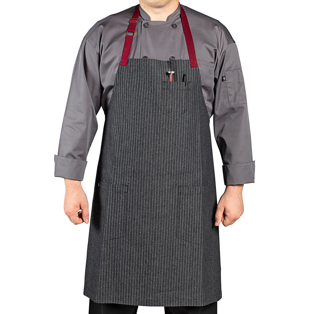 Uncommon Chef 3104 Pinstripe Customizable 100% Cotton Denim Rebel Bib ...