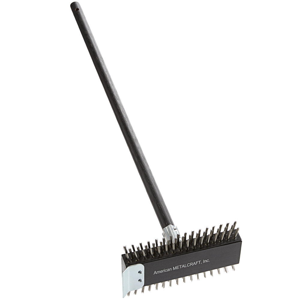 American Metalcraft 1423 31" 2-Sided Broiler Brush with Scraper