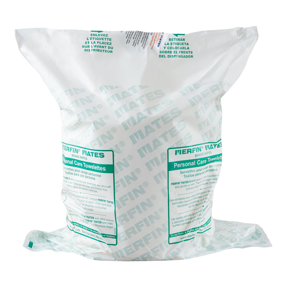 Merfin Mates Pre-Moistened Personal Care Wipe for Center Pull Dispenser ...