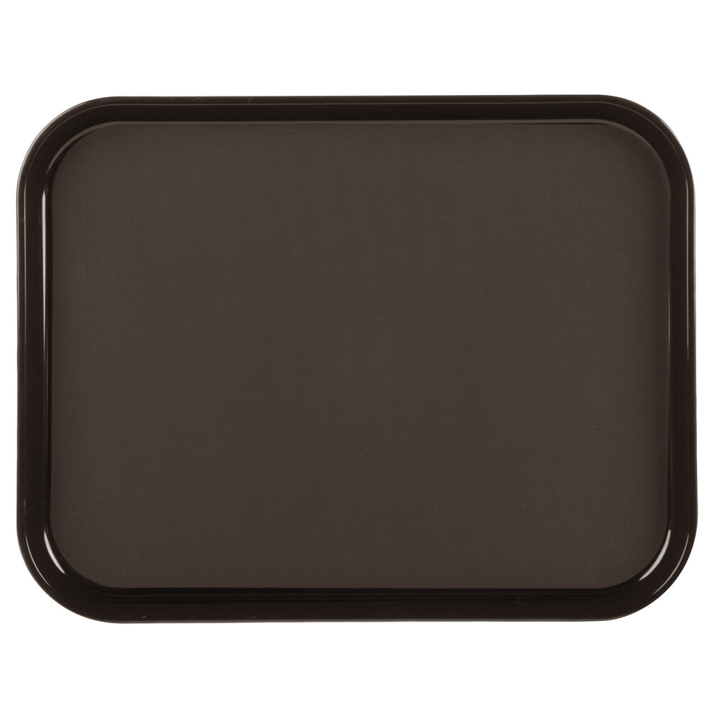 Cambro 14" x 18" Brown Rectangular Polytread Non-Skid Serving Tray ...
