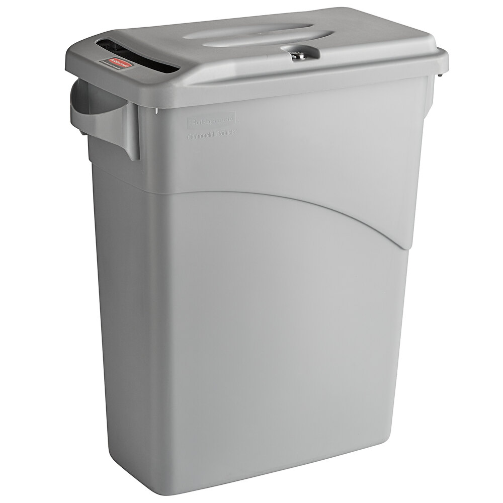 Rubbermaid® FG9W2500LGRAY Slim Jim® 16 Gallon Light Gray Rectangular ...