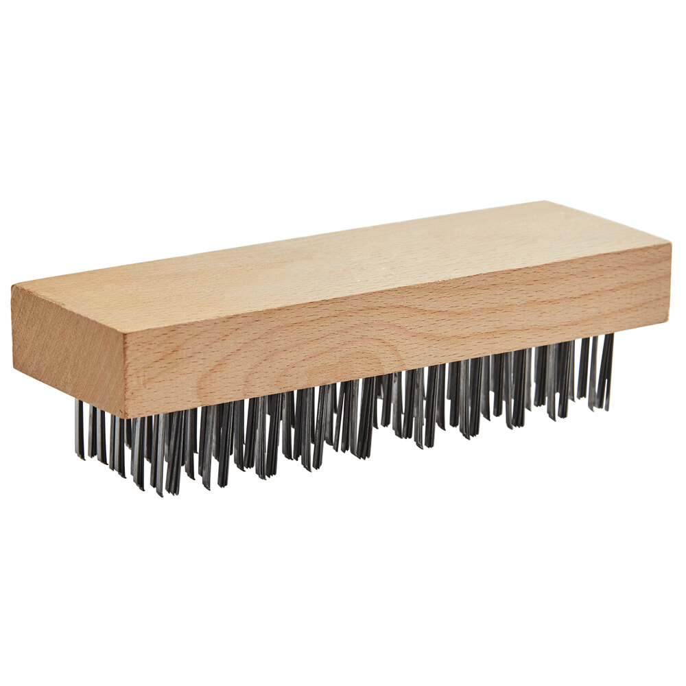 Carlisle Wooden Butcher Block Brush with Steel Bristles at WebstaurantStore