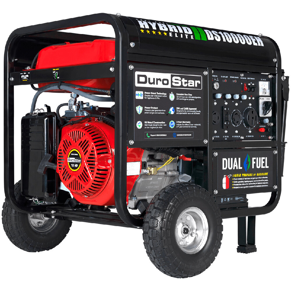 DuroStar DS10000EH Portable 440 CC Dual Fuel Powered Generator with ...