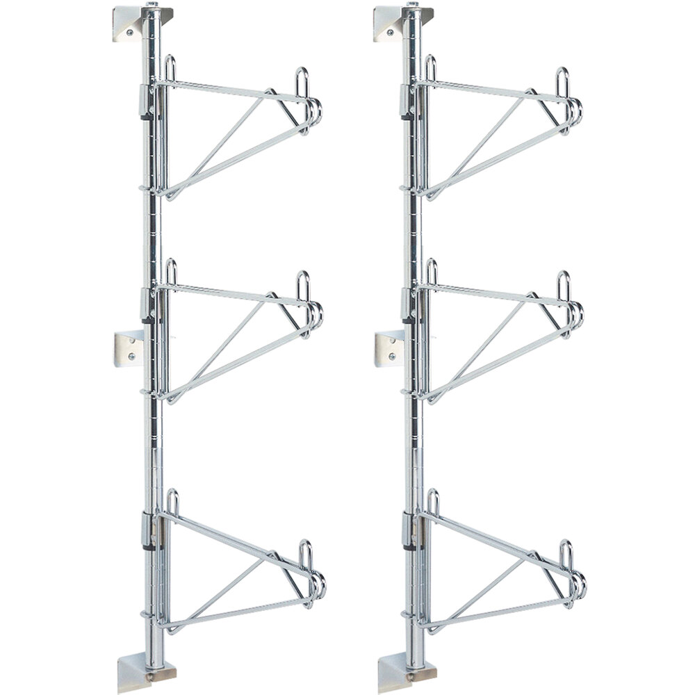 Metro SW25C Super Erecta Chrome Triple Level Post-Type Wall Mount End ...