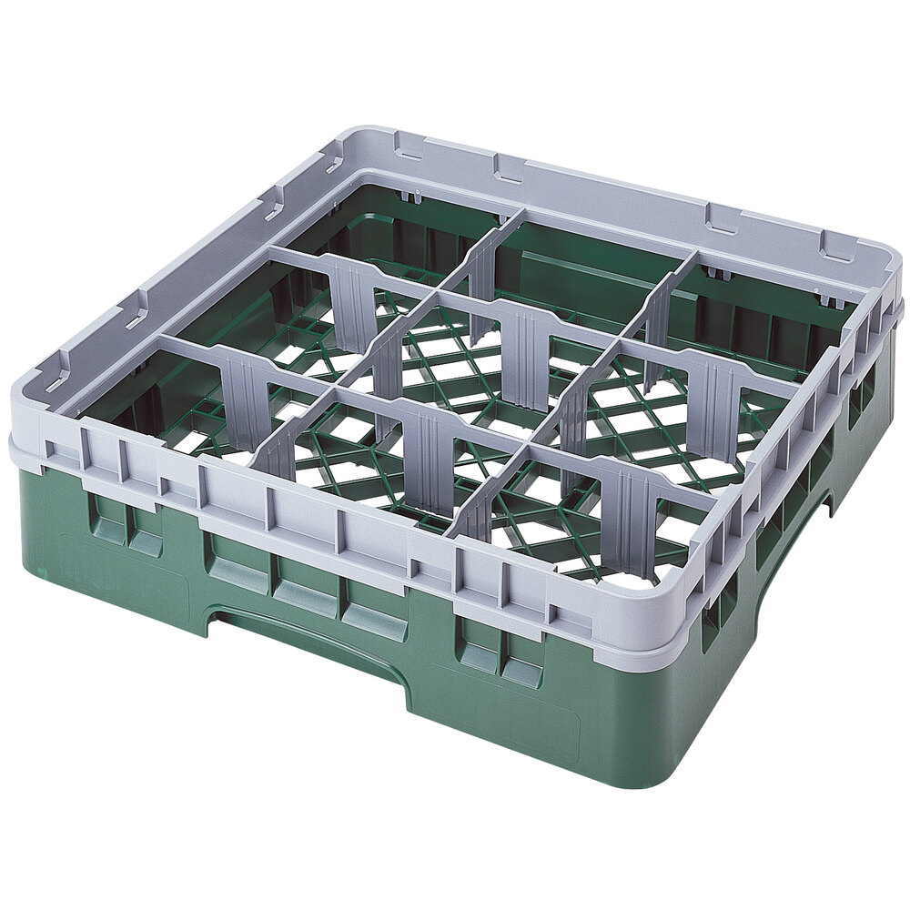 Cambro 9S318119 Sherwood Green Camrack Customizable 9 Compartment 3 5/8 ...