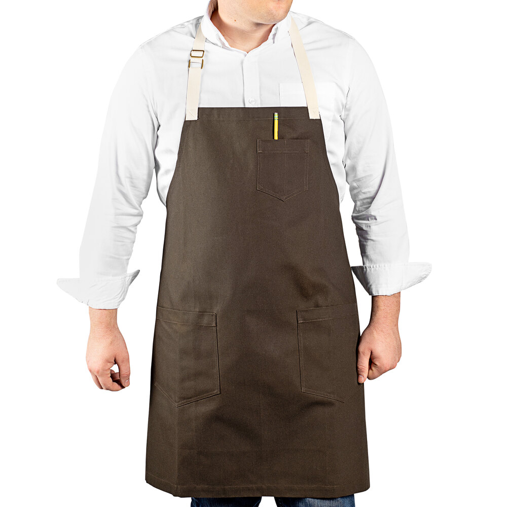 Uncommon Chef 3115 Dark Brown Customizable 100% Cotton Canvas Vibe Bib ...